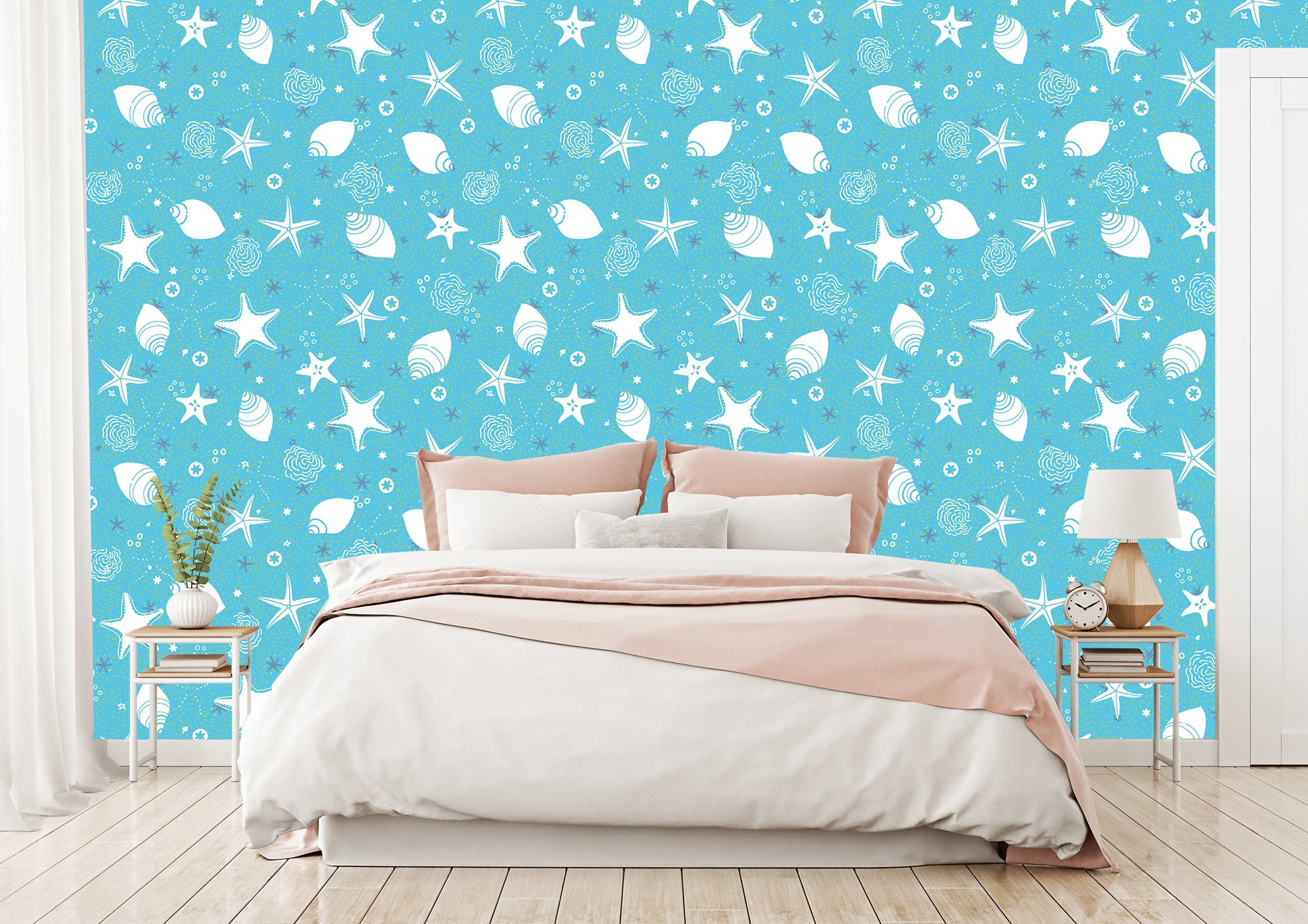 Charming Starfish and Seashell Pattern Wallpaper,coastal Beach Theme ...