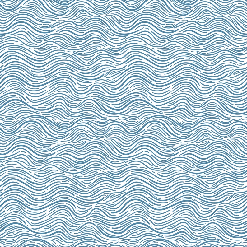 Modern Wave Pattern Wallpaper,ocean Inspired Blue and White Wall Decor ...