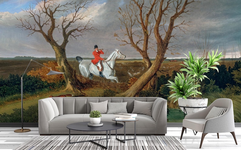 Vintage Fox Hunting Scene Peel and Stick Wallpaper – Equestrian ...