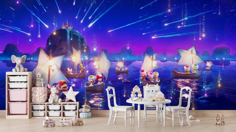 Super Mario Galaxy Boat Scene Peel and Stick Wallpaper Removable Custom ...