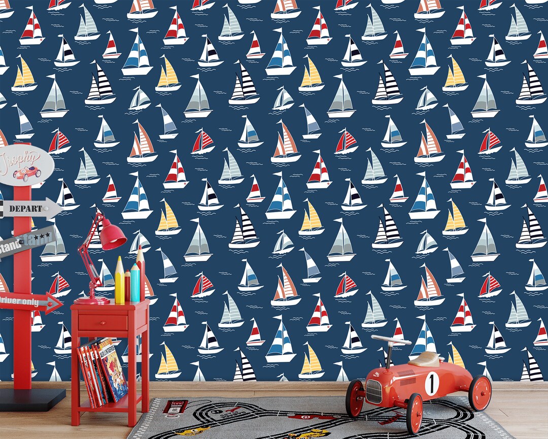Colorful Sailboats Pattern,nautical Sailing Boats Fabric,ocean Sea ...