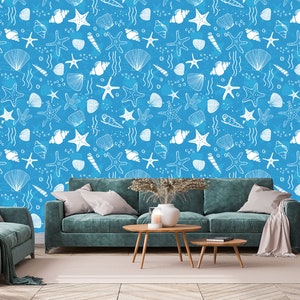 Seashells and Starfish Pattern,ocean Themed Fabric Design - Etsy