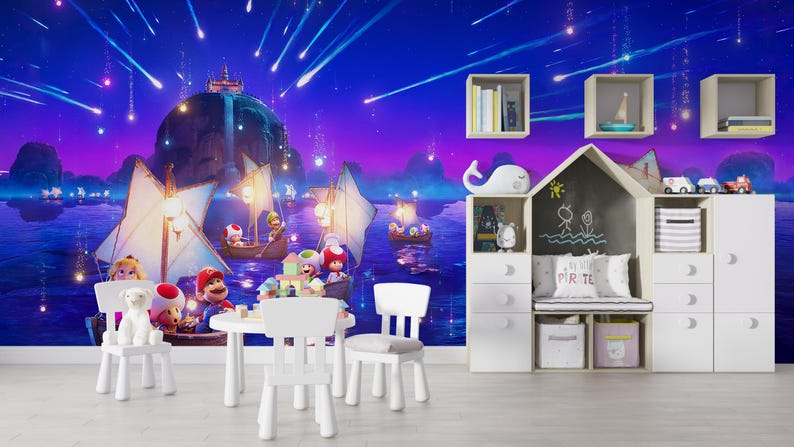 Super Mario Galaxy Boat Scene Peel and Stick Wallpaper Removable Custom ...