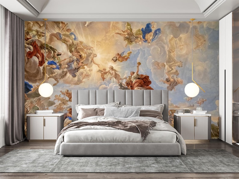 Baroque Ceiling Wallpaper Peel and Stick, Renaissance Fresco Mural ...