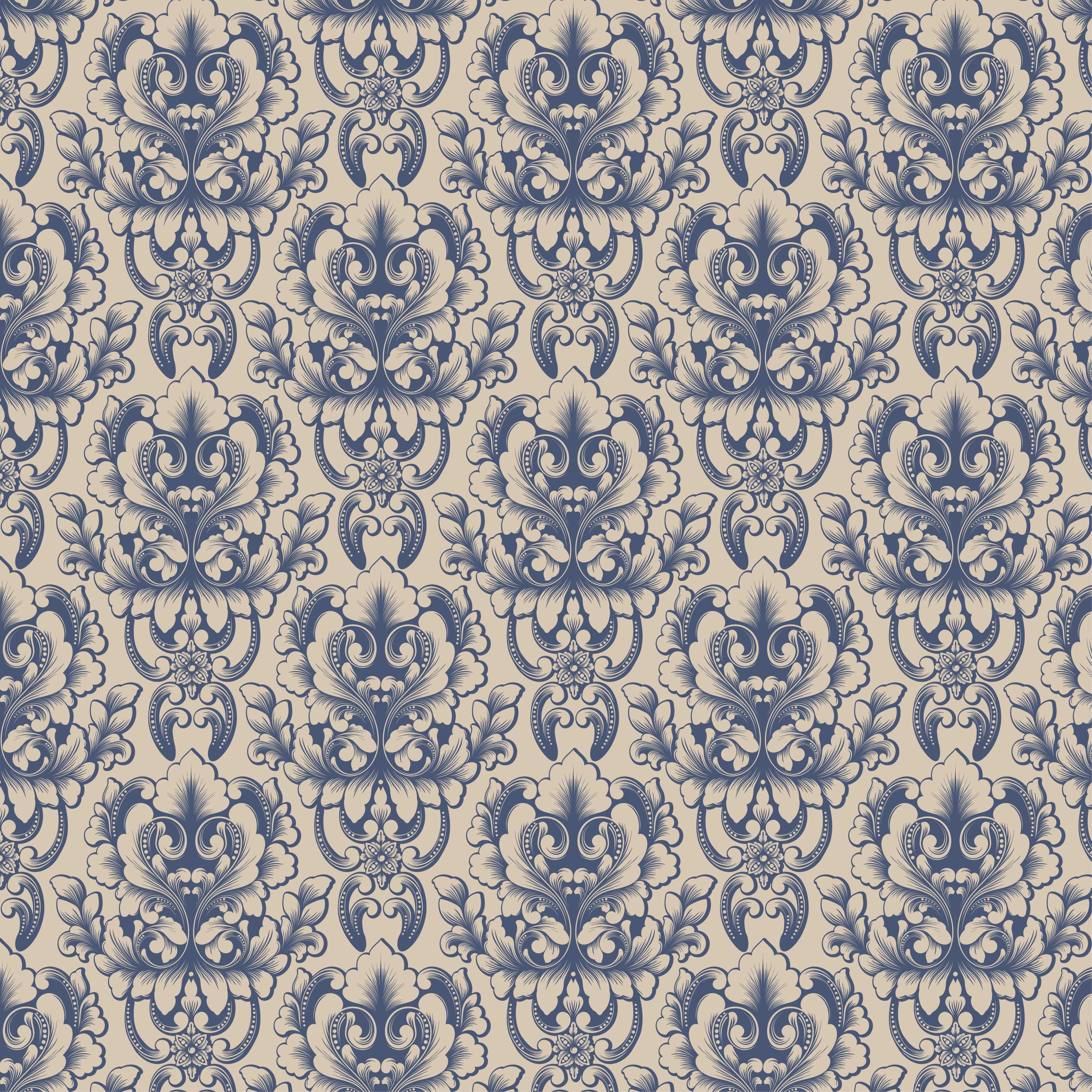 Royal Blue Damask Pattern - Elegant Seamless Floral Design for High-end ...