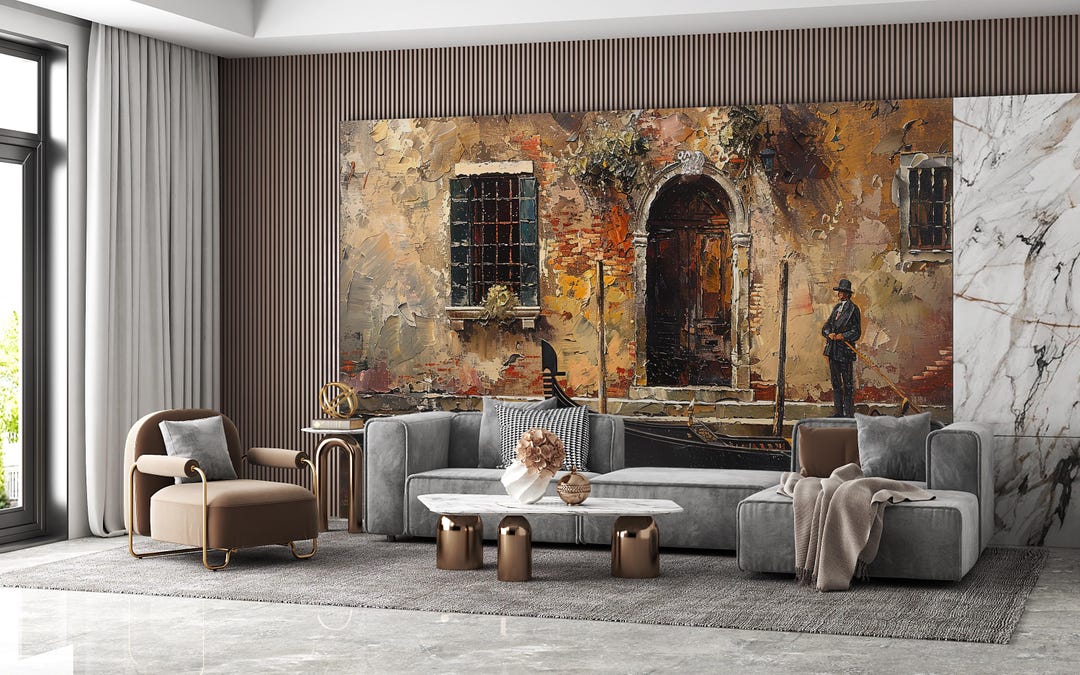 Venice Canal Peel and Stick Wallpaper, Vintage Gondola Wall Mural ...