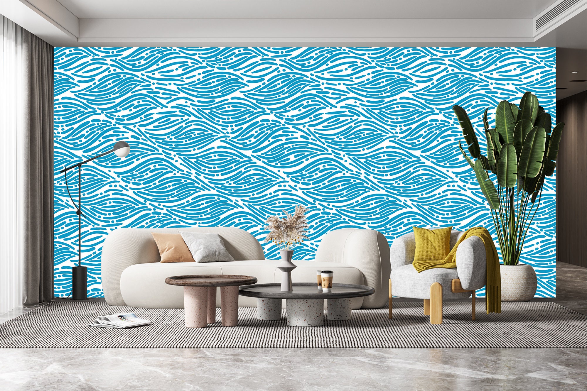 Ocean Wave Pattern Digital Download,blue and White Nautical Design ...