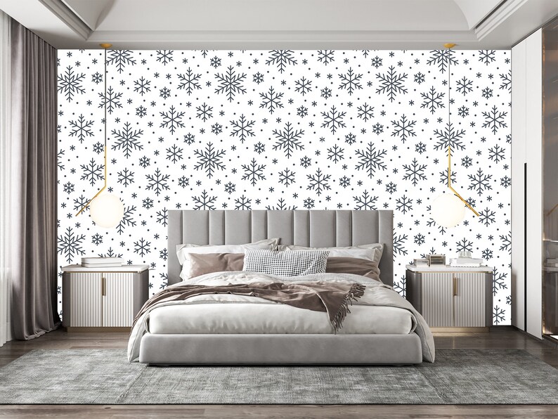 Winter Wonderland Snowflake Pattern Wallpaper,snowflake Print Wallpaper ...
