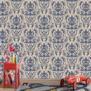 Royal Blue Damask Pattern - Elegant Seamless Floral Design for High-end Fabric, Wallpaper ...