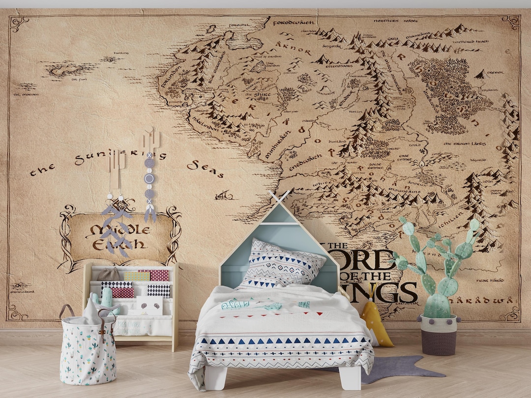 Middle Earth Fantasy Map Peel and Stick Wallpaper, Lord of the Rings ...