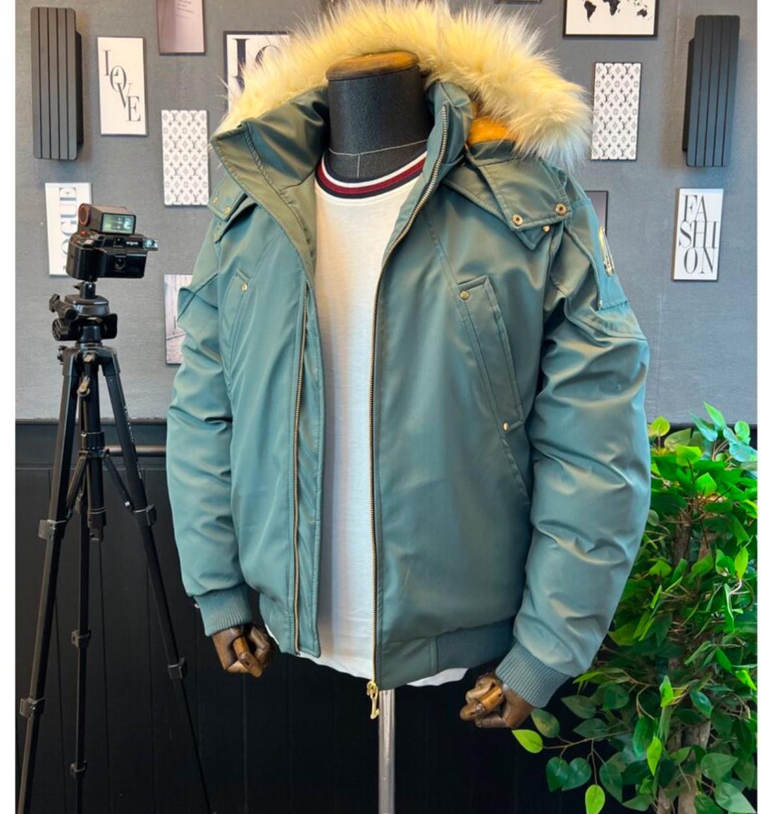 Moose Puffer Coat, Fur Detailed Coat, New Year's Gift, Coat for Dad ...