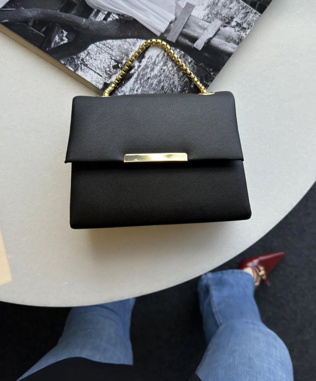 Box Women's Hand and Shoulder Bag Chain Strap Detail - Etsy