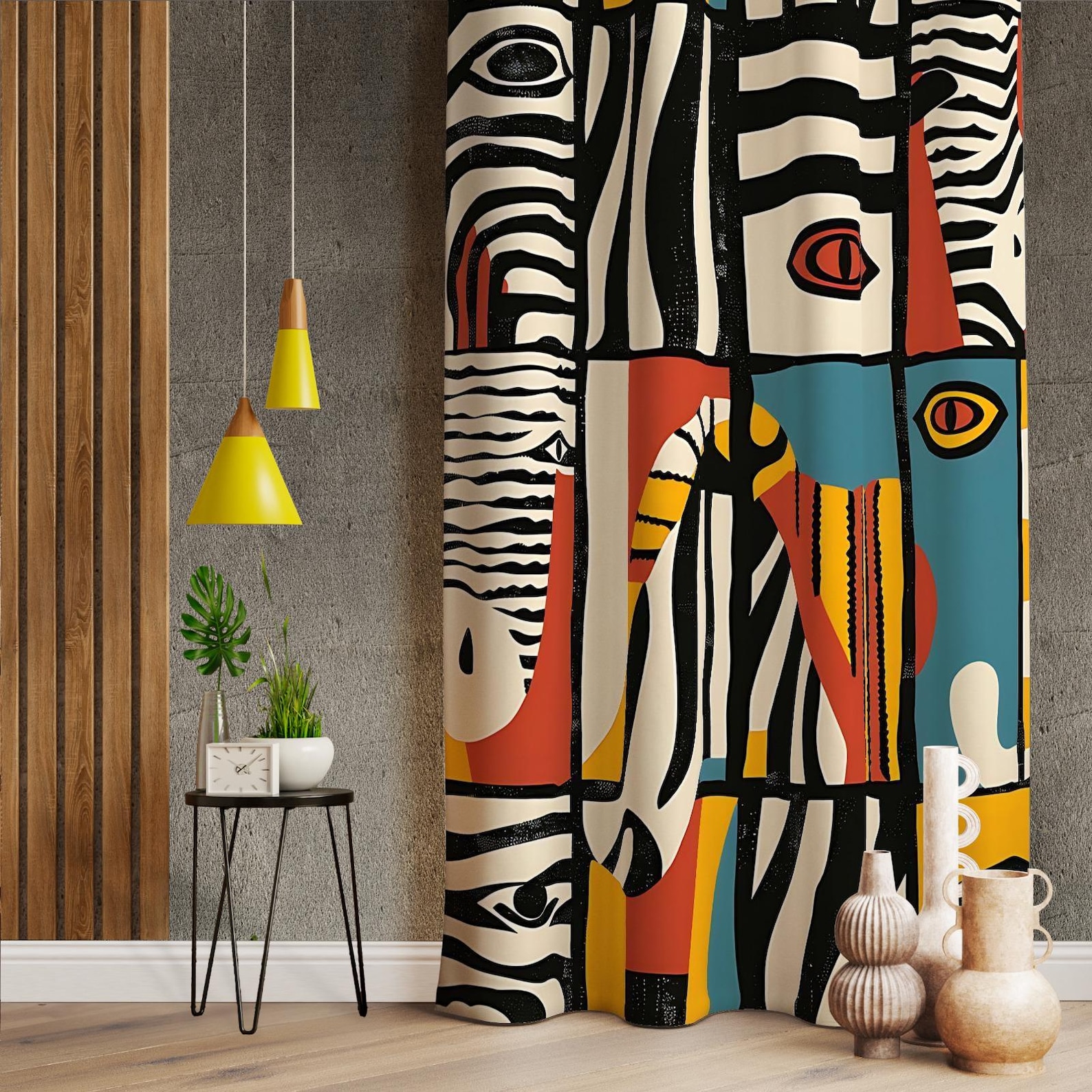 Picasso Illustarted Abstract Face Patterned Home Curtains, Abstract ...