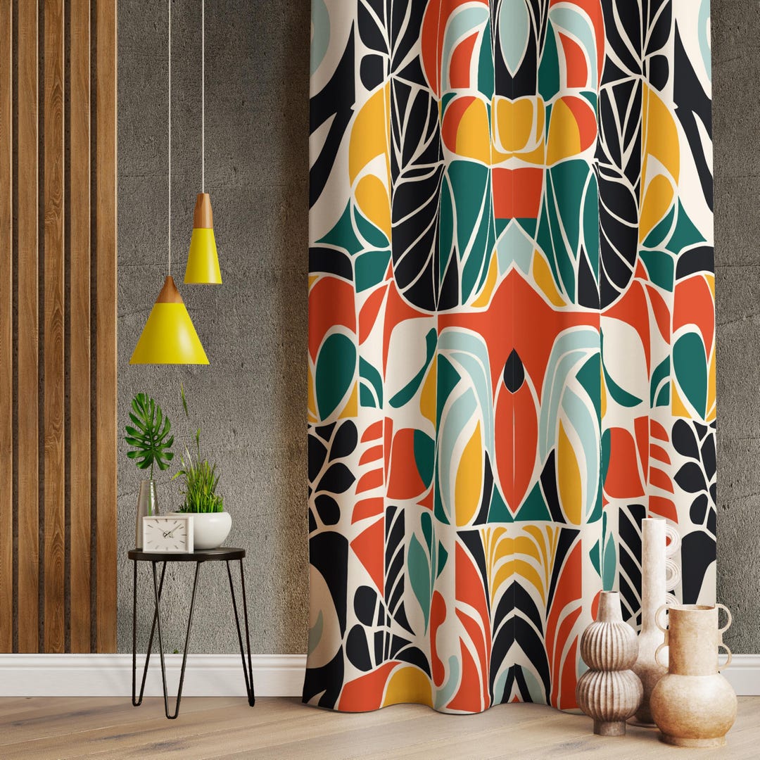 Abstract Art Curtains for Modern Living Room Decor, Modern Curtains ...