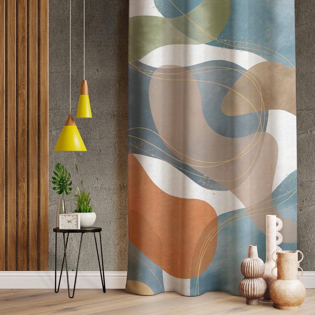 Boho Abstract Curtains, Colorful Modern Drapes for Living Room - Etsy