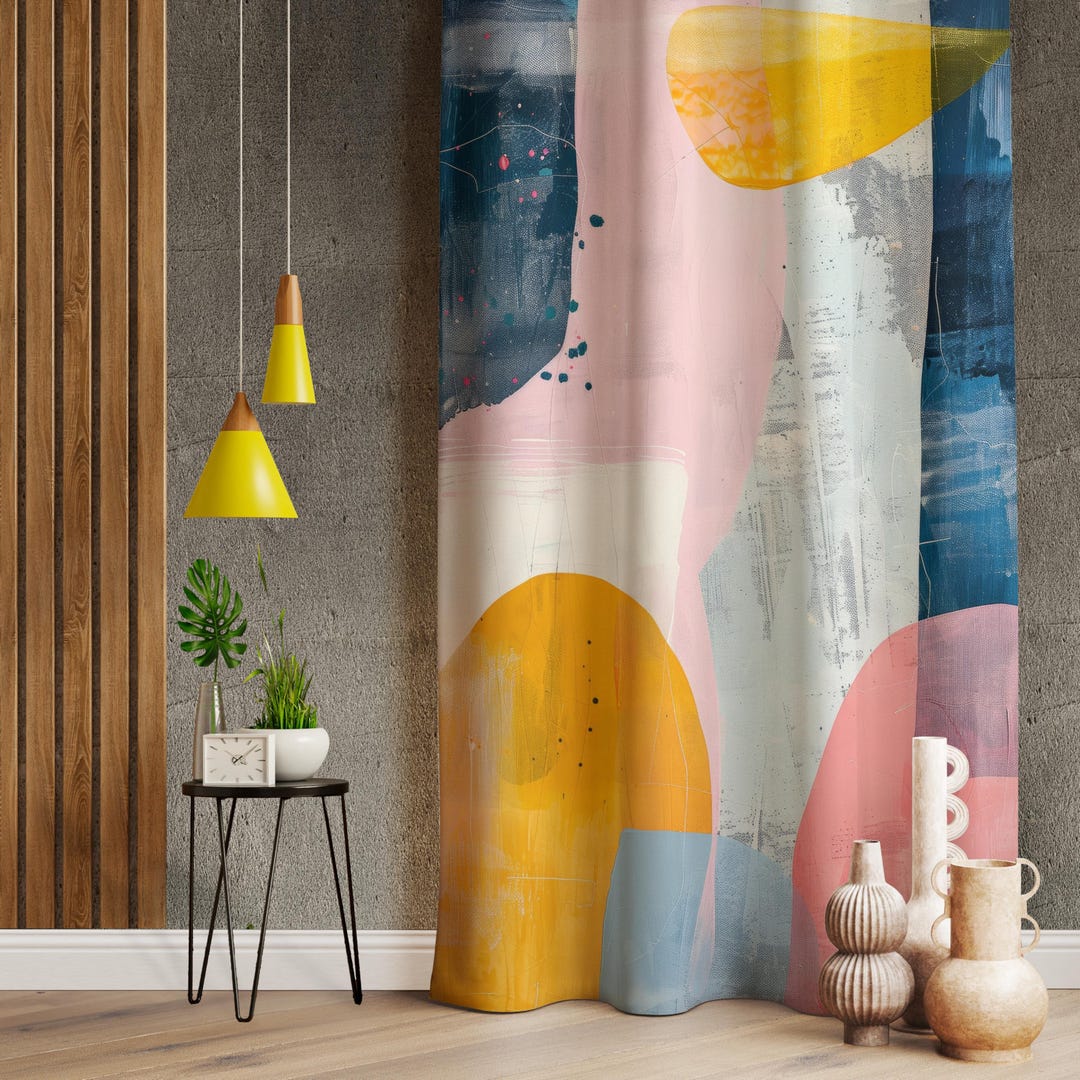 Pastel Style Abstract Drapes With Soft Colour Tones, Abstract Curtains ...