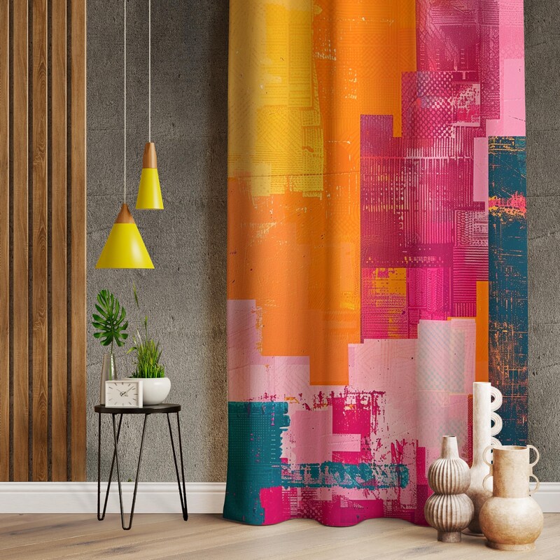 Multicolored Curtains - Etsy