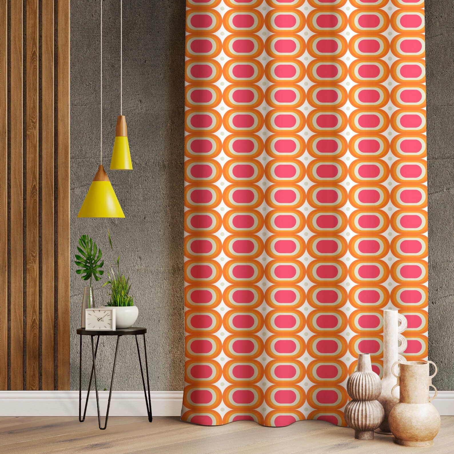 Mid Century Modern Retro Curtains : 70s Geometric Window Treatment - Etsy
