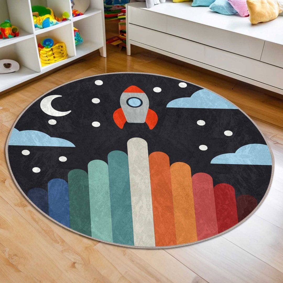 Space Themed Mats for Kids, Space Decor for Nursery, Rocket Decor for ...