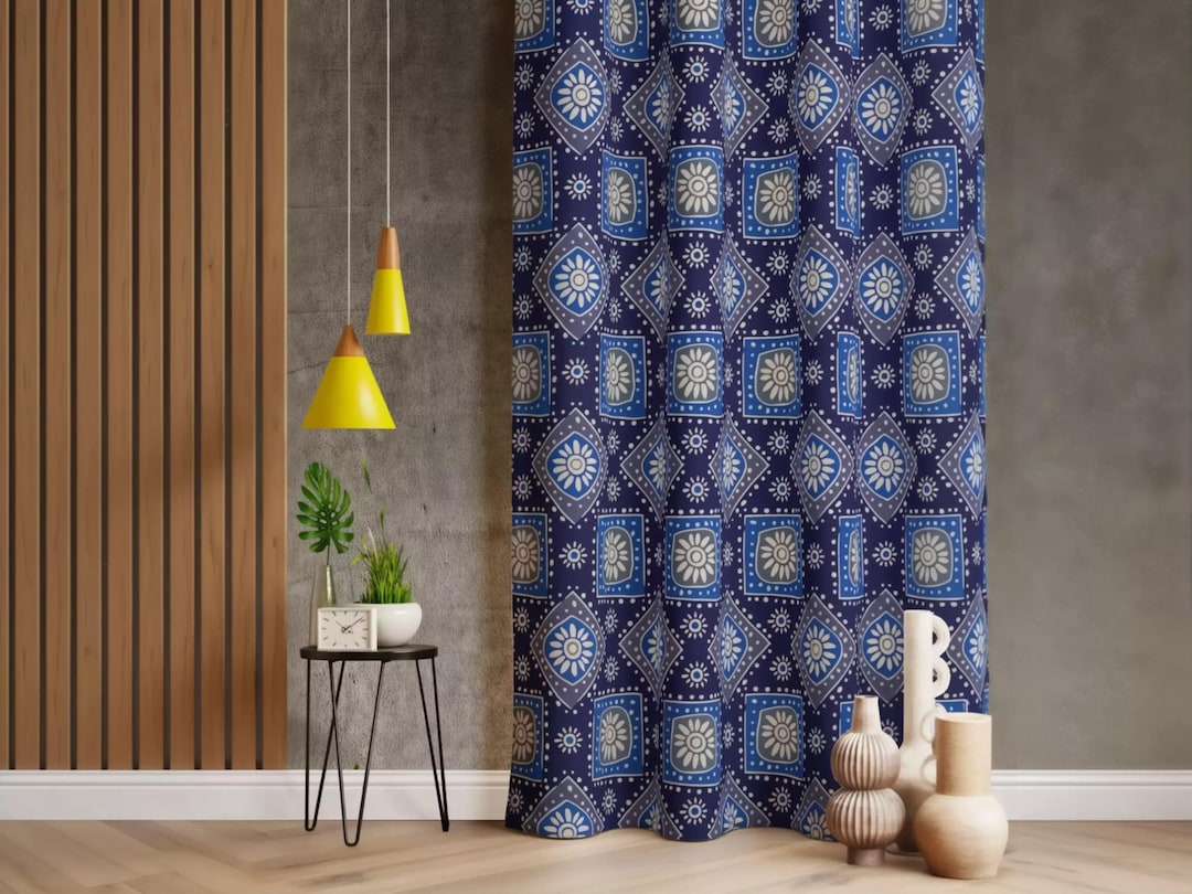 Blue Tribal Curtains - Indian Style Patterned Drapes for Home - Etsy