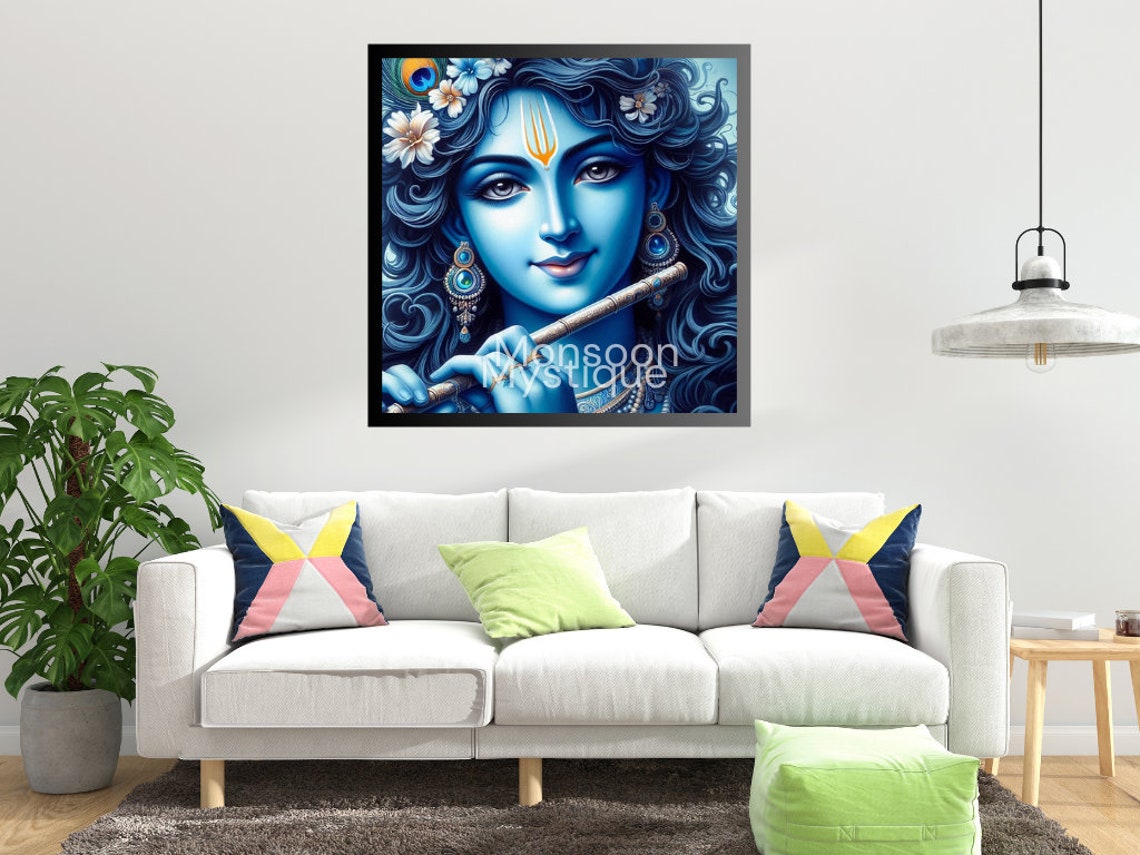Krishna Enchanting Digital Art Print Spiritual Wall Decor - Etsy