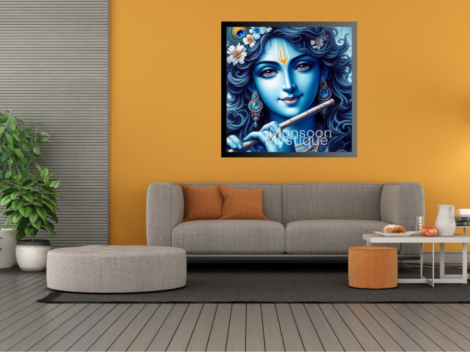 Krishna Enchanting Digital Art Print Spiritual Wall Decor - Etsy