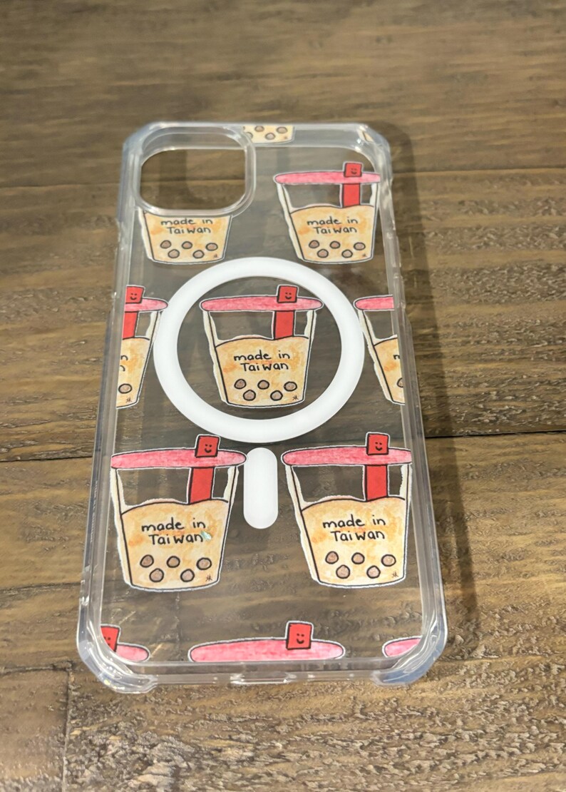 Boba Milk Tea Made in Taiwan Magsafe iPhone 14 and 15 Clear Case With ...