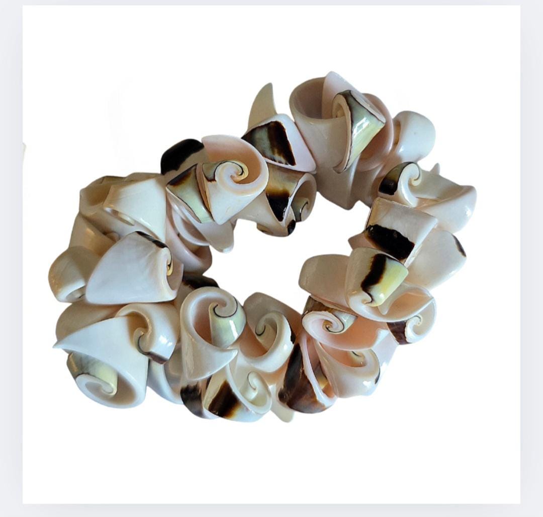 Vintage Pink Curly Shell Bracelet Chunky Stretch Bangle Jewelry - Etsy