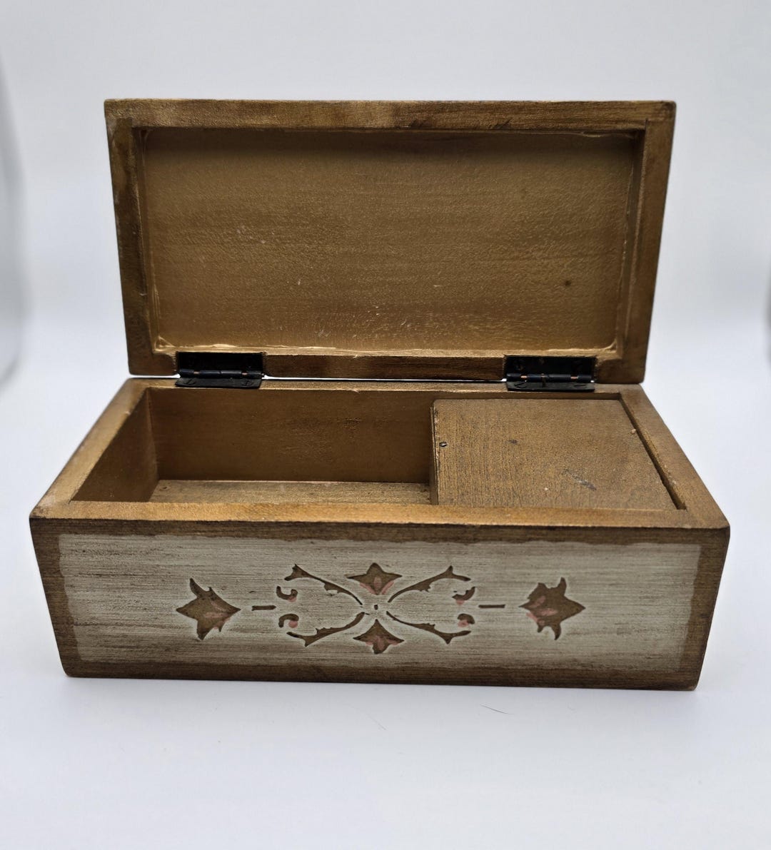 Vintage Hand Stenciled Wood Curved Top Music Box Laura's Theme? Working ...