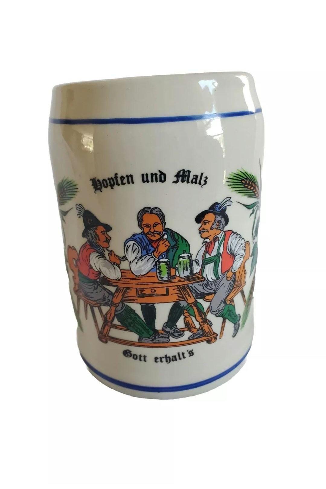 Vintage GERZ Germany Ceramic Beer Mug Stein, Hopfen Und Malz, 6" Height ...
