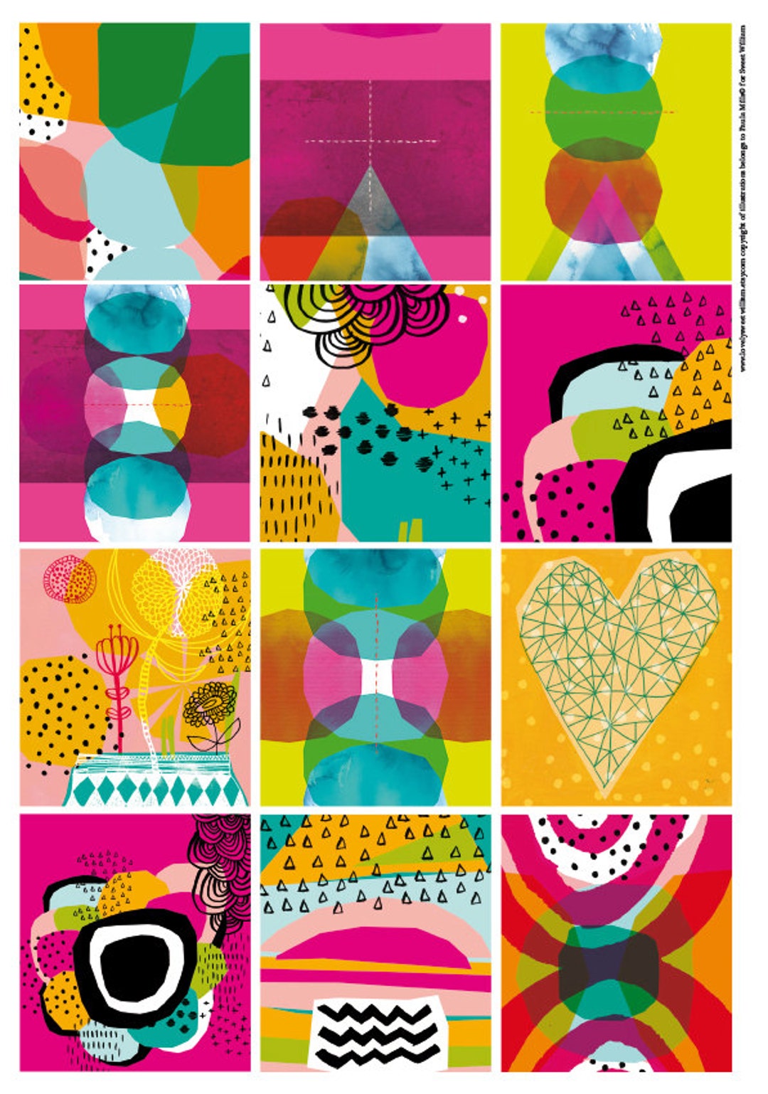 Bright Geometric Tags Instant Digital Download Set of 12 Gift Tags for ...