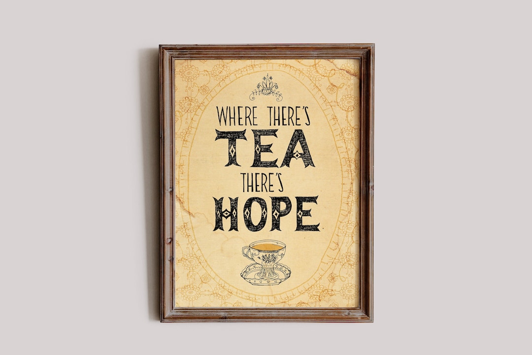 Tea and Hope Wall Art Print Typography Illustration Kitchen ...