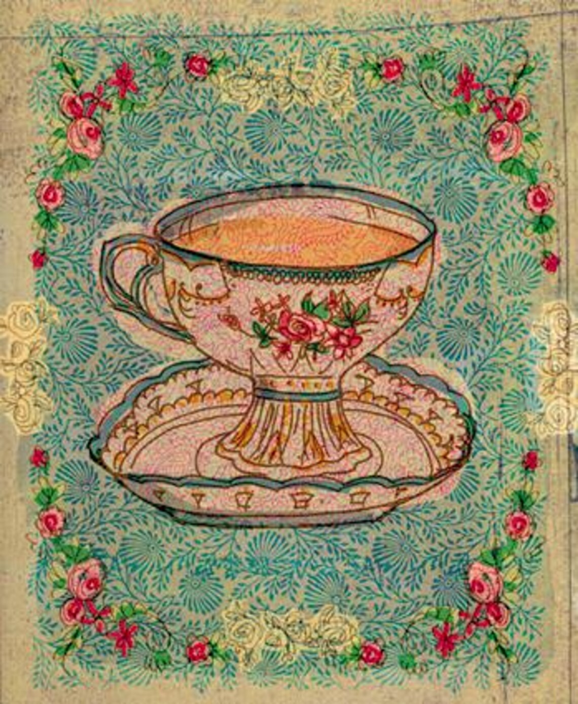 Turquoise China Tea Cup Wall Art Print - Etsy