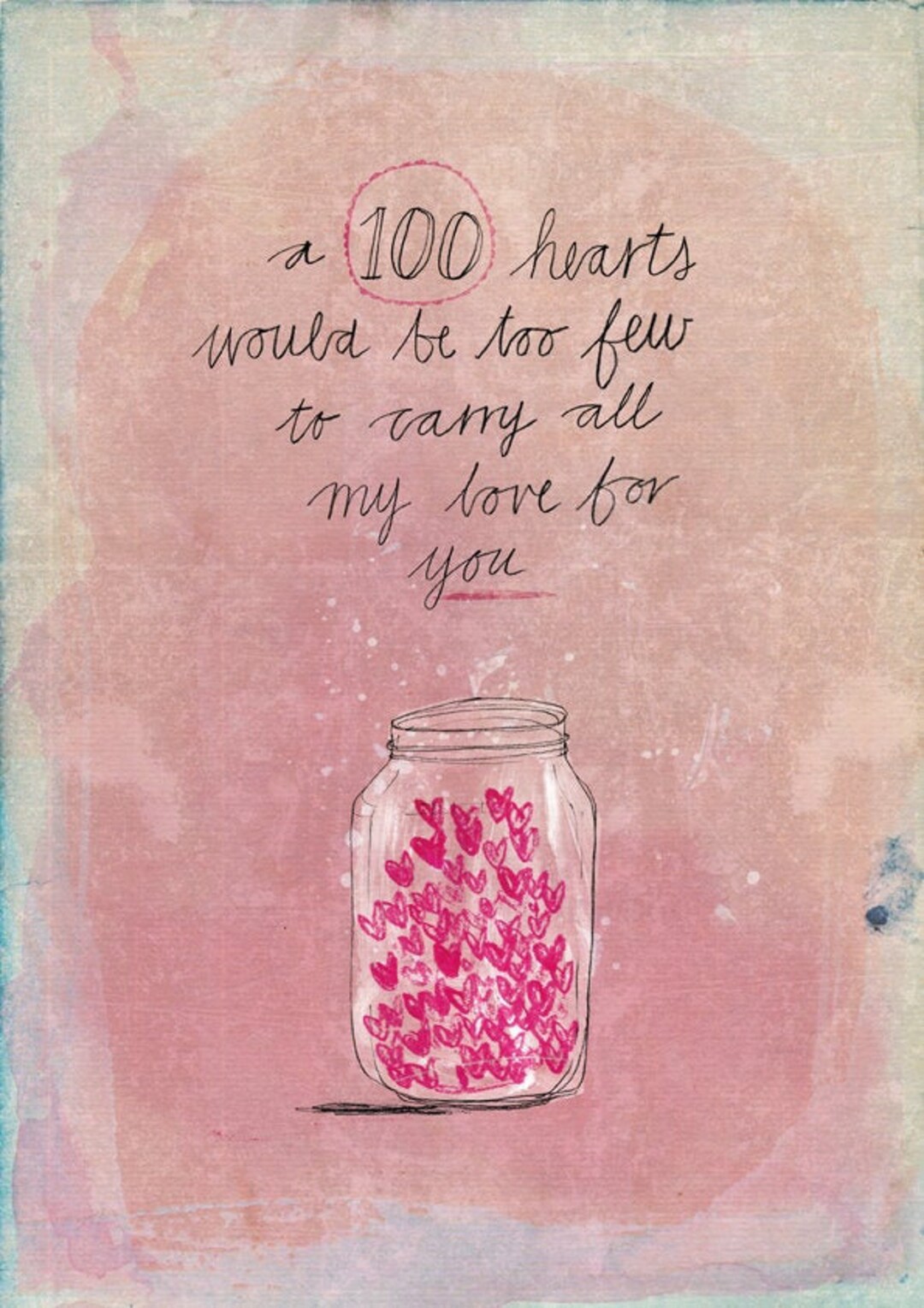 One Hundred Hearts Digital Download Paula Mills Illustration Instant ...