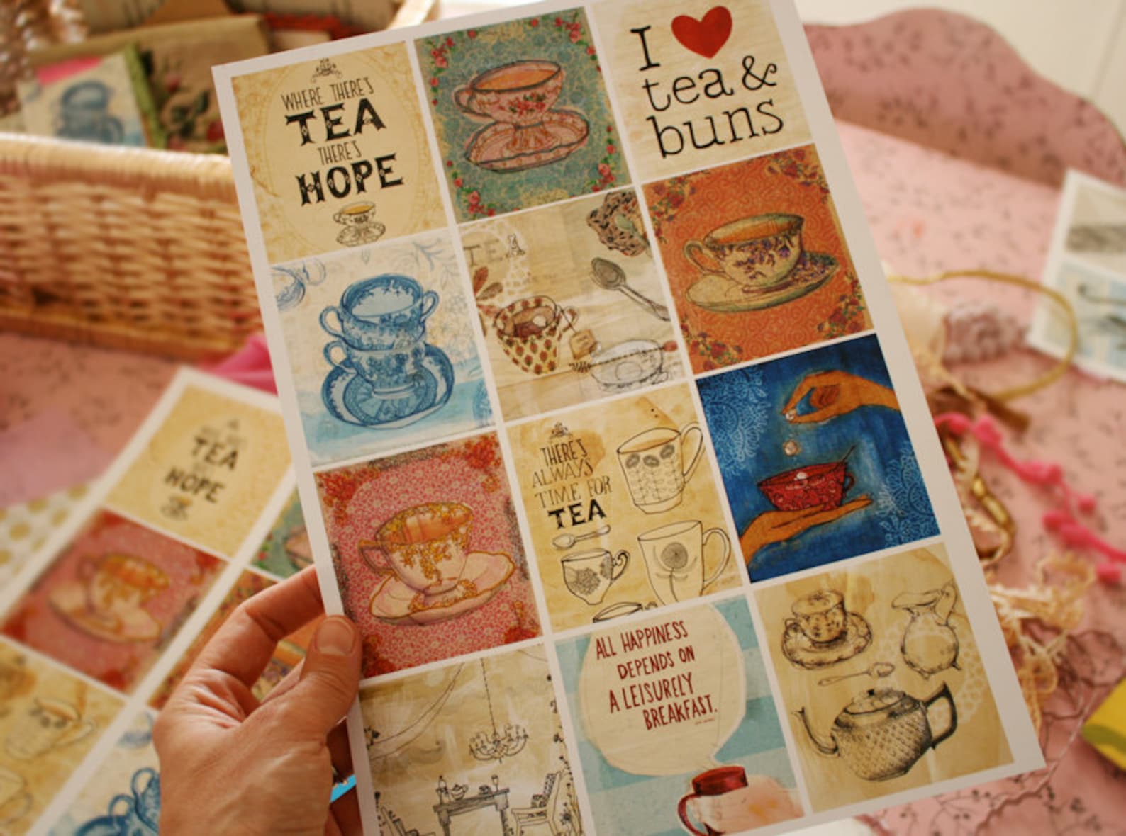 Tea Time Tags Instant Digital Download Set of 12 tags digital | Etsy