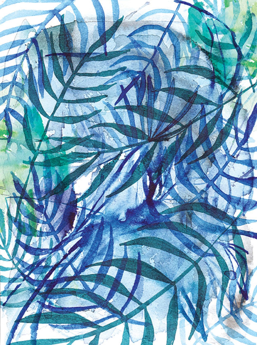 Nature in Blue No.3 Wall Art Print Botanical Watercolour Illustration ...