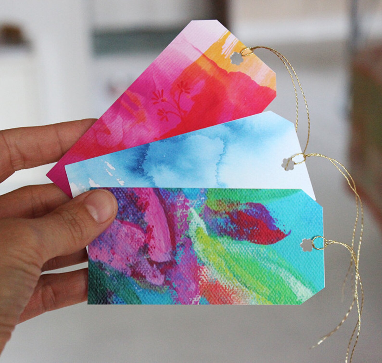 Blue Wash 10 Printable Gift Tags Digital Download Birthday | Etsy