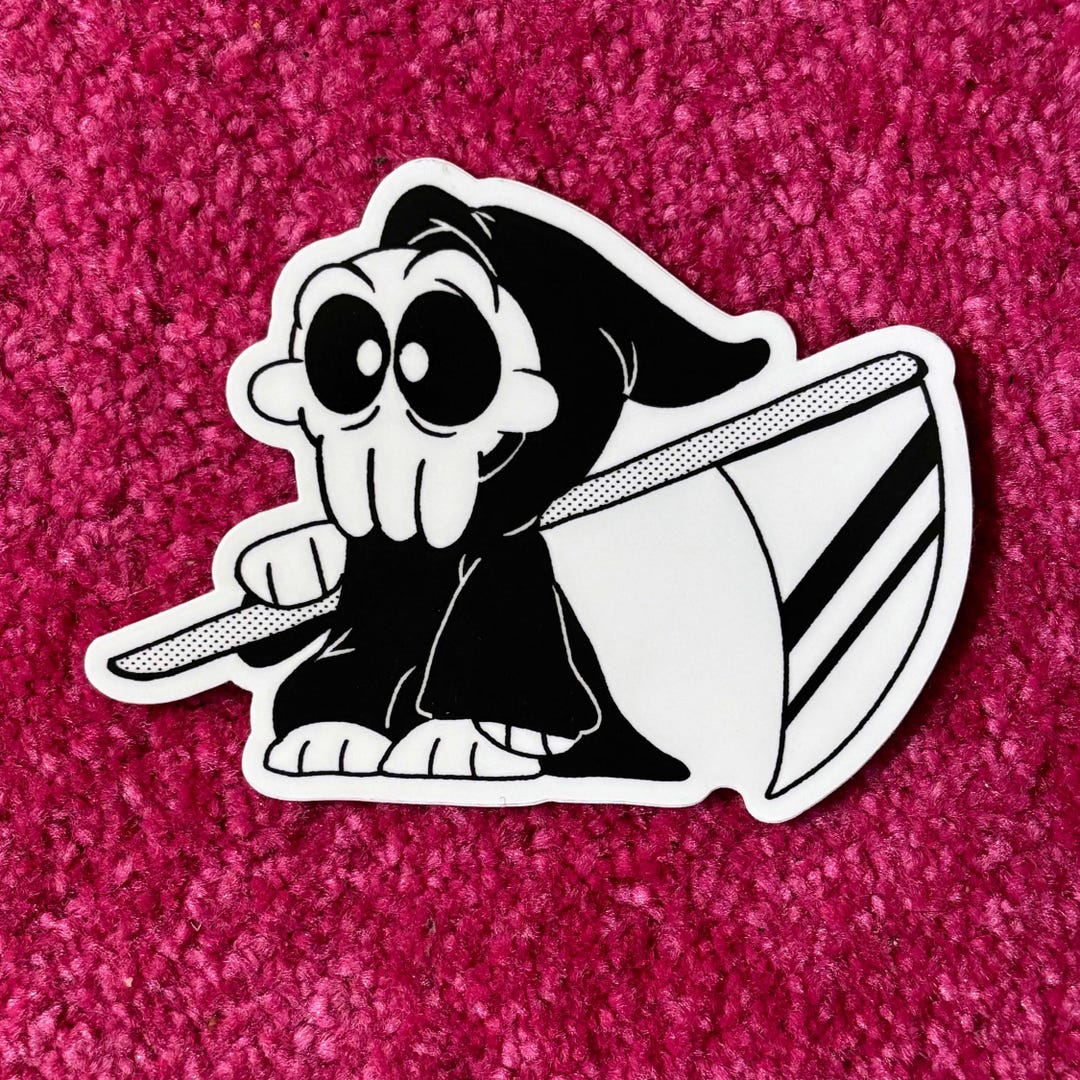 Cute Grim Reaper Cartoon Halloween Sticker - Etsy