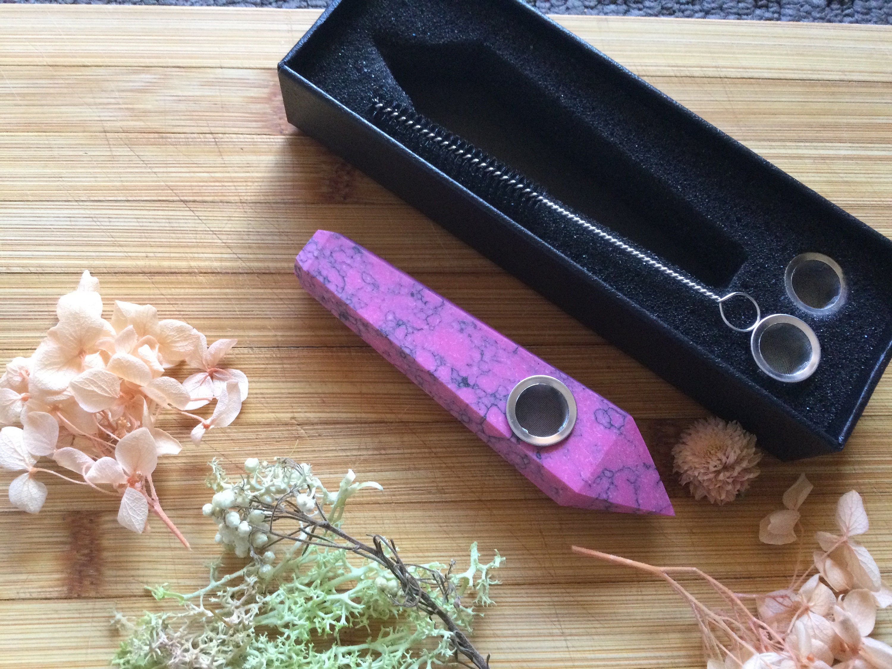Pink Howlite Pipe. Gemstone Pipe. Crystal Pipe. Pink Pipe - Etsy
