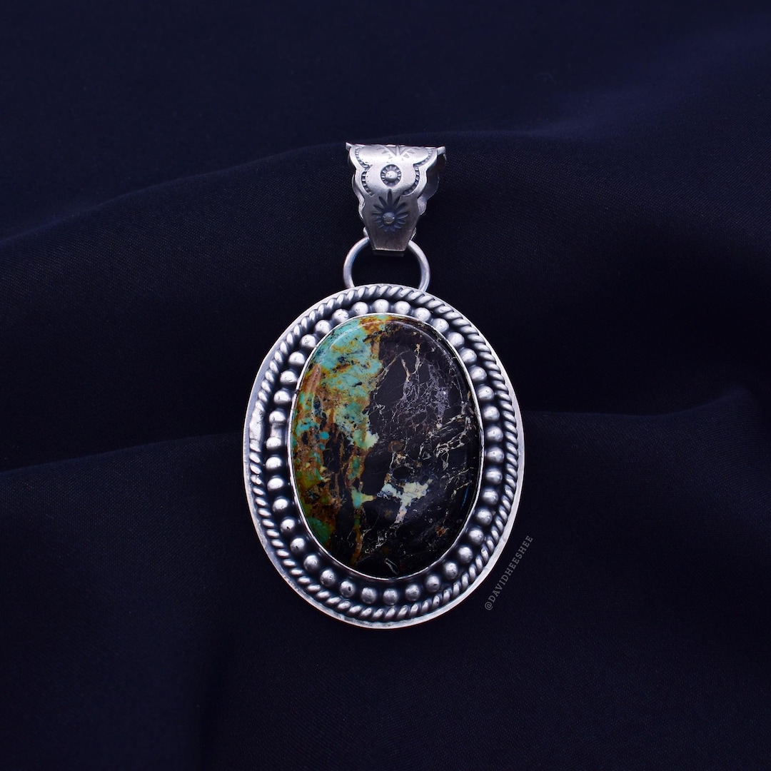 DAVIDHEESHEE Native American Navajo Turquoise Sterling Silver Handmade ...