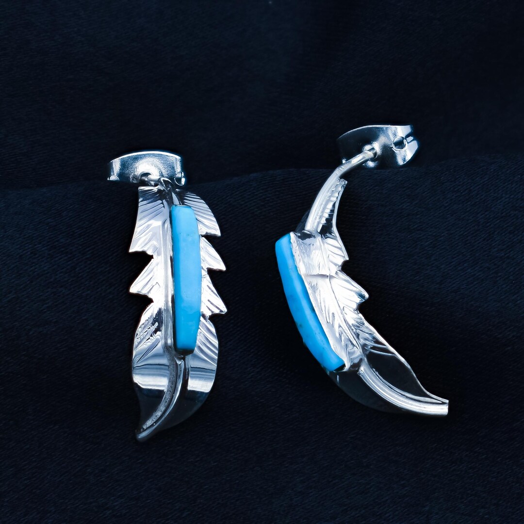 DAVIDHEESHEE Native American Zuni Turquoise Sterling Silver Handmade ...