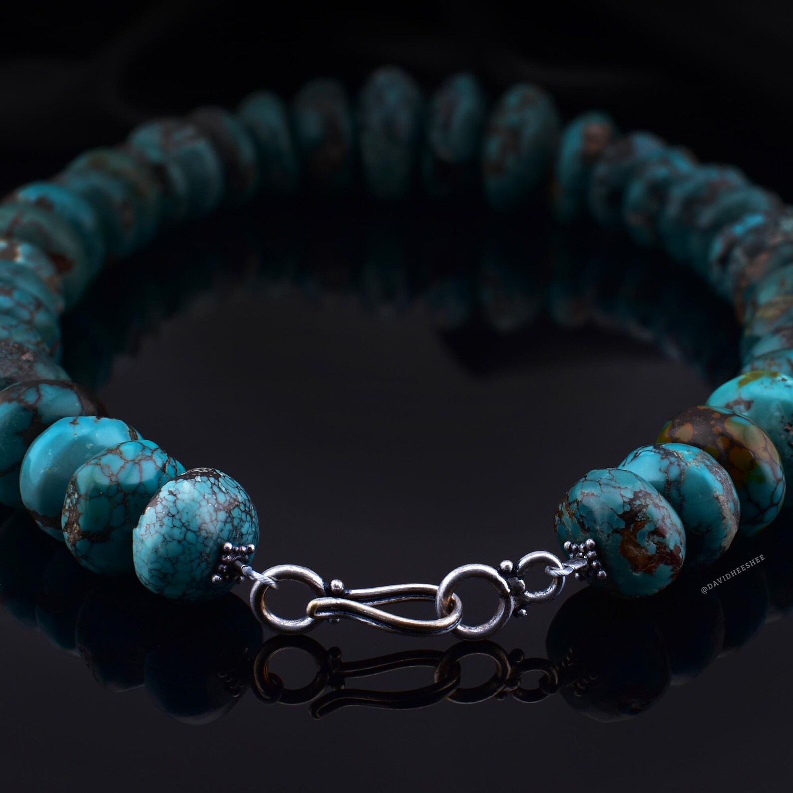 DAVIDHEESHEE ヴィンテージ ネイティブアメリカン ターコイズ ハンドミル加工 チャンキー グラデーション ラウンデル ネックレス ...