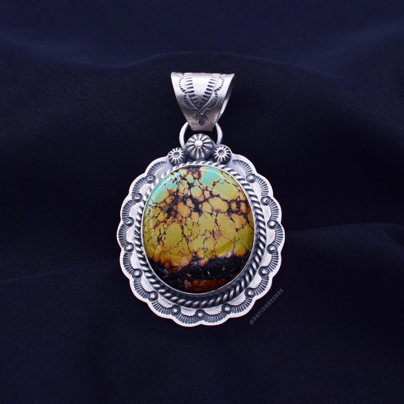 DAVIDHEESHEE Native American Navajo Turquoise Sterling Silver Handmade ...