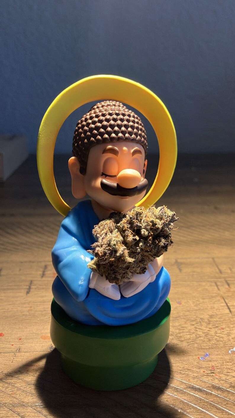 Super Mario Cosplay Buddha PVC Figure Sitting Doll Desktop Ornament ...