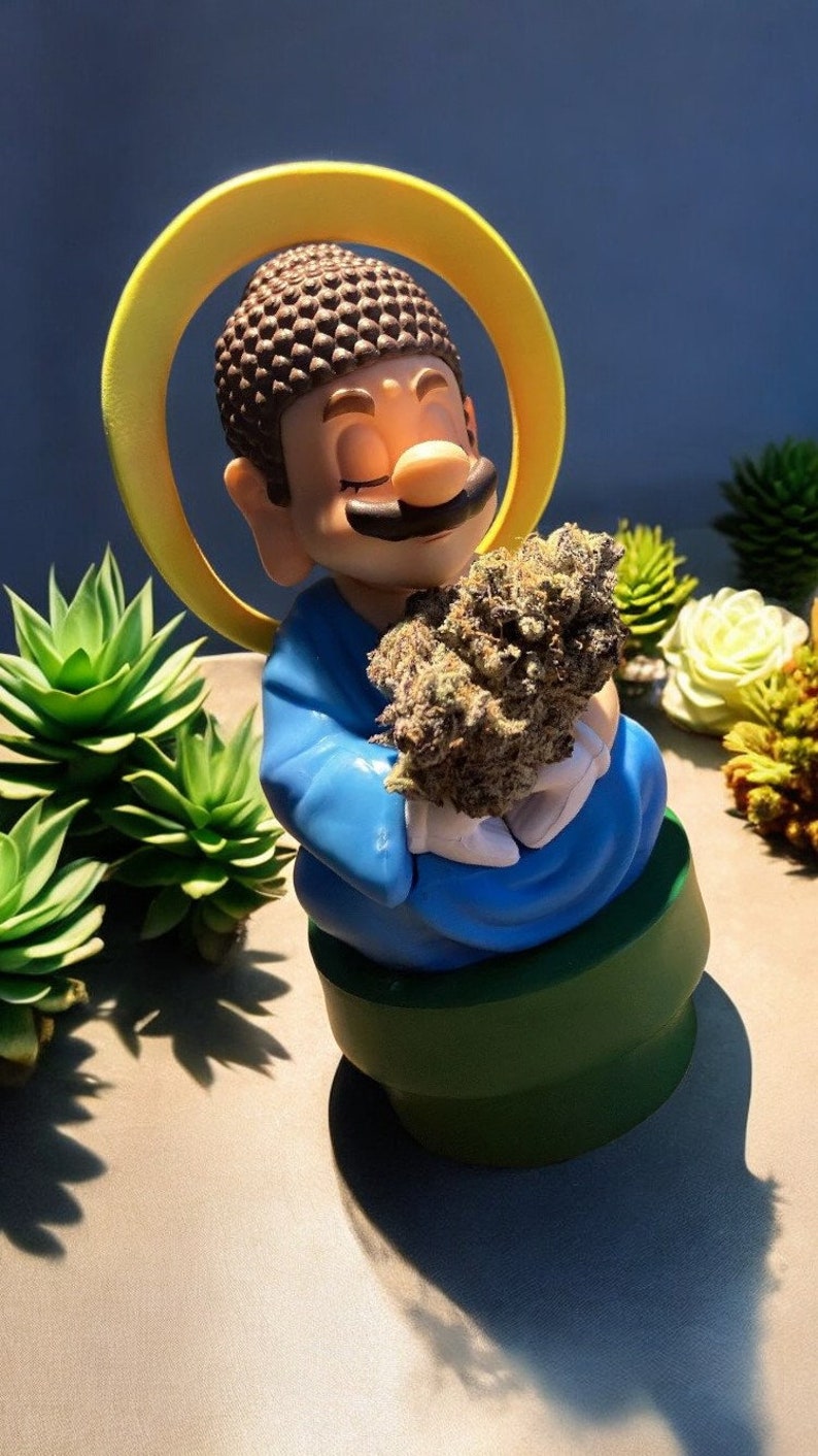 Super Mario Cosplay Buddha PVC Figure Sitting Doll Desktop Ornament ...