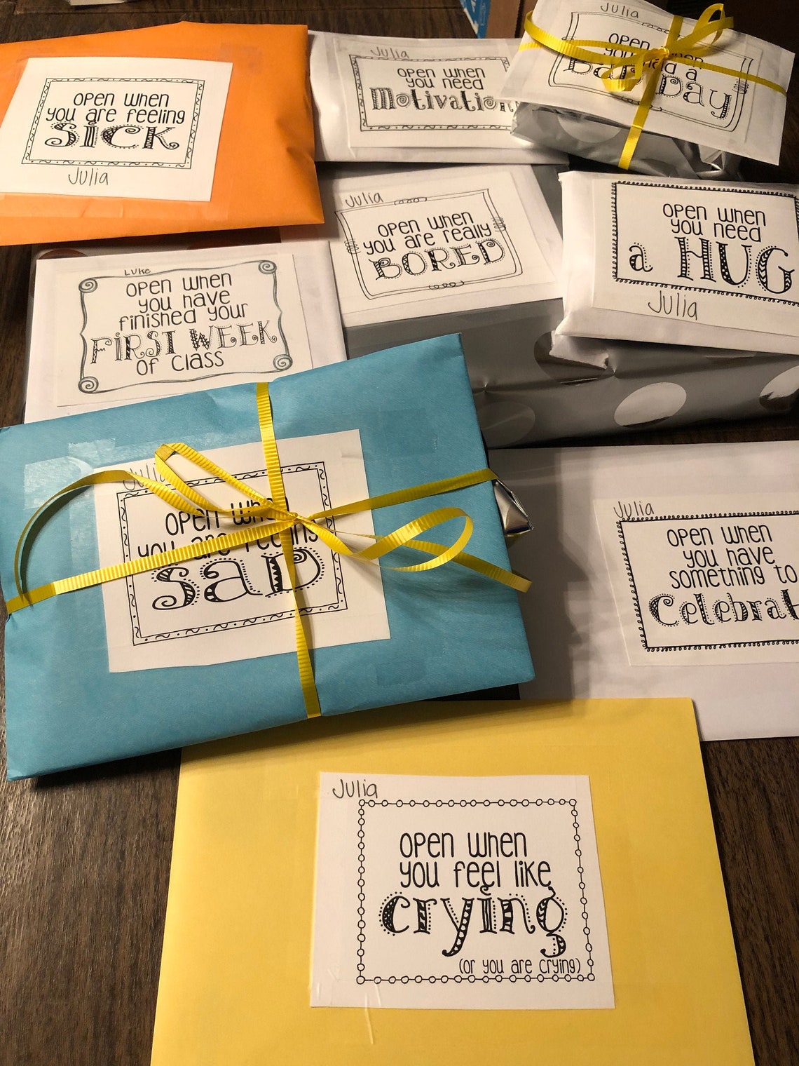 OPEN WHEN Labels for College Care Packages - Etsy
