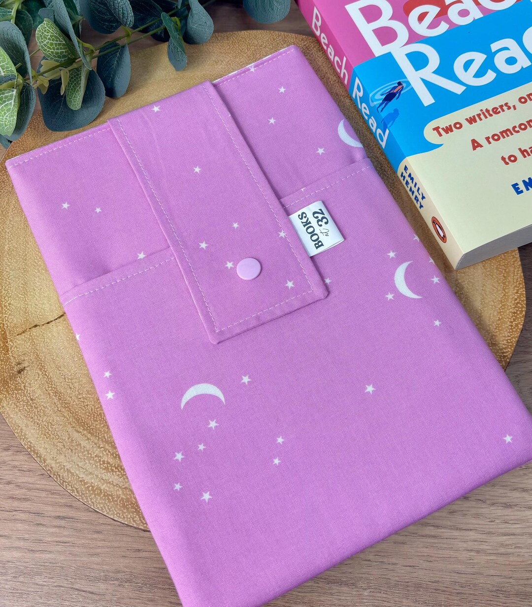 Pink Stars Starry Fabric Book Sleeve, Kindle Sleeve, Handmade Book Cosy, Book Cover, E-reader ...