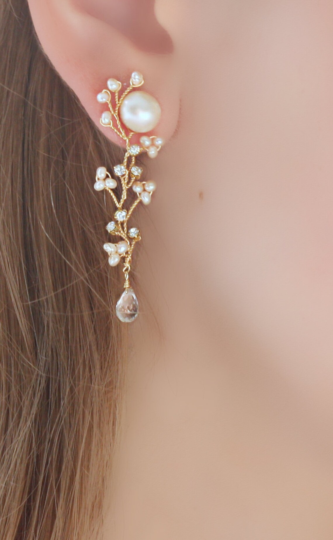 Crystal and Freshwater Pearl Cluster Neckace - Etsy