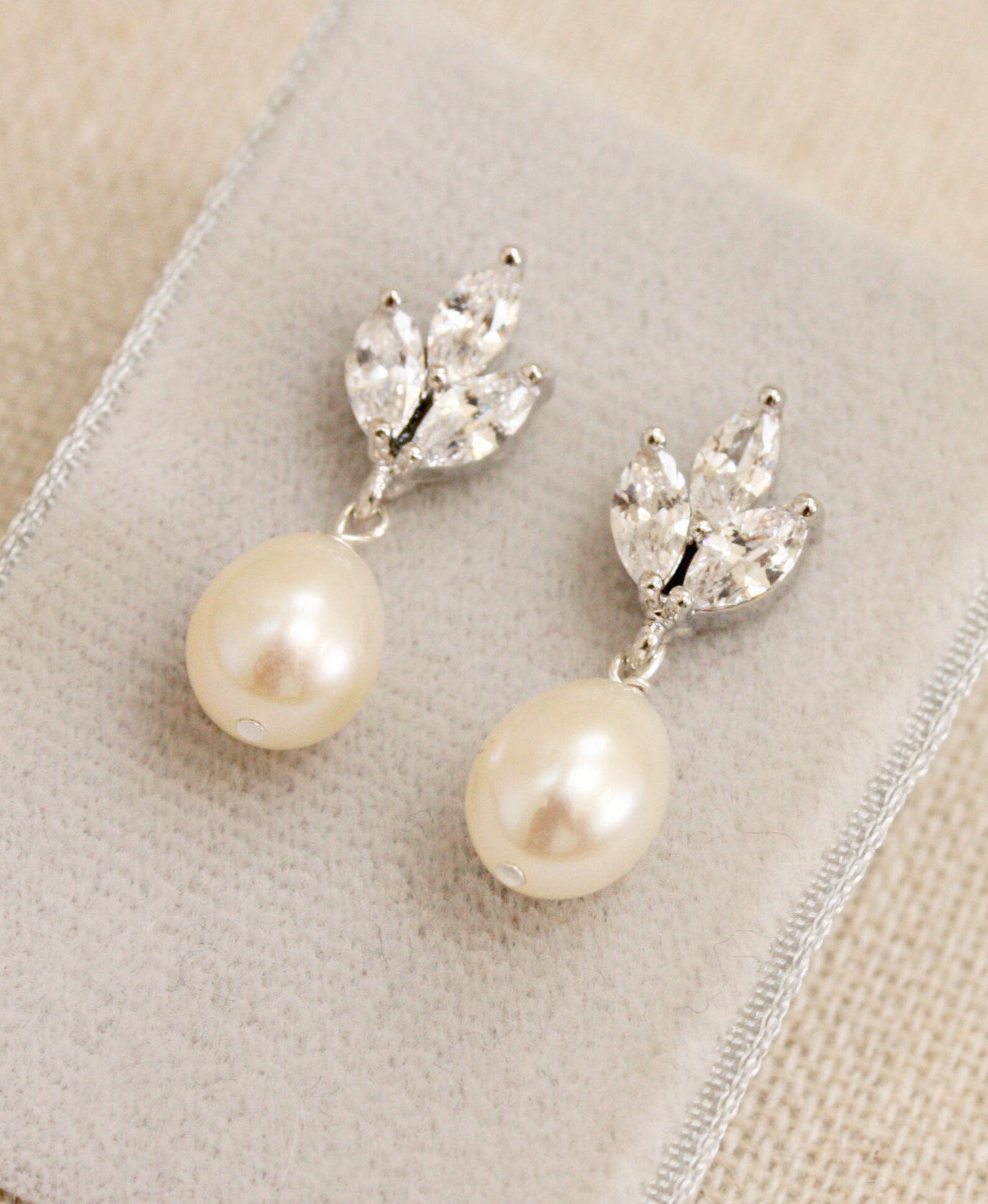 Crystal Delicate Rhinestone and Freshwater Pearl Drop Necklace | Etsy