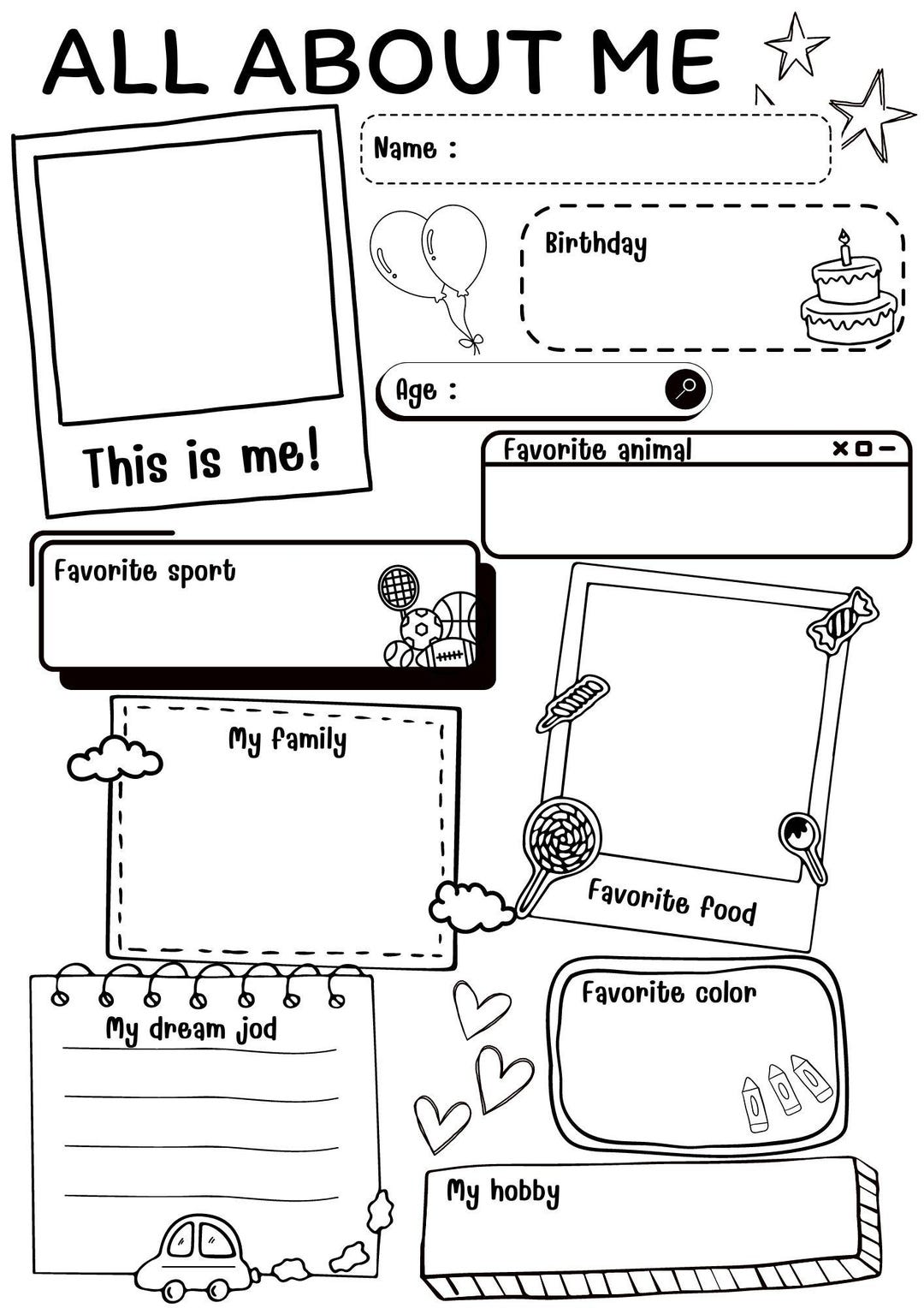 All About Me Worksheet for Kids | Fun Back-to-school Activity Sheet - Etsy